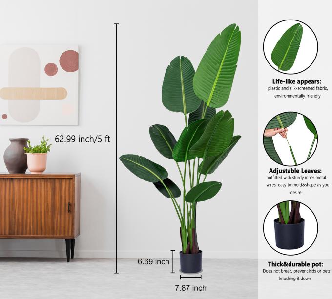 160cm Artificial Office Plant Indoor Traveler'S Palm Fake Potted Trees